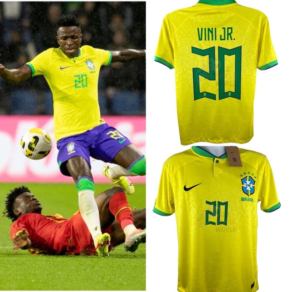 Nike | Shirts | New World Cup Qatar 222 Brazil Vincius Jr 20 Home Mens ...